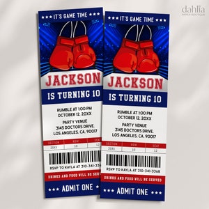 Boxing Ticket Birthday Invitation, Editable Surprise Boxing Match ...