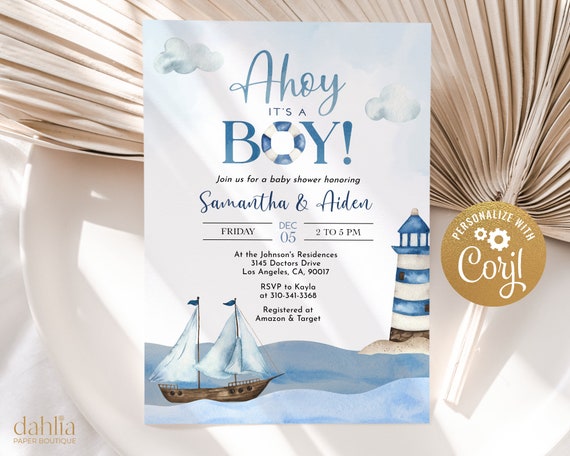 Handmade Nautical Baby Shower Invitations