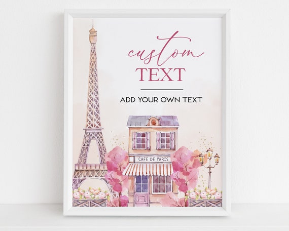 EDITABLE Paris First Birthday Custom Text Sign Pink Parisian - Etsy