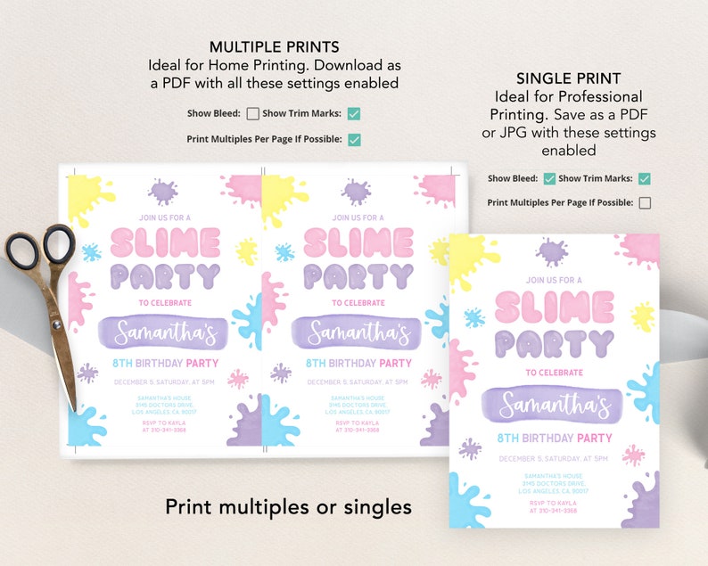 Slime Birthday Invitation EDITABLE Pastel Slime Party Invite - Etsy
