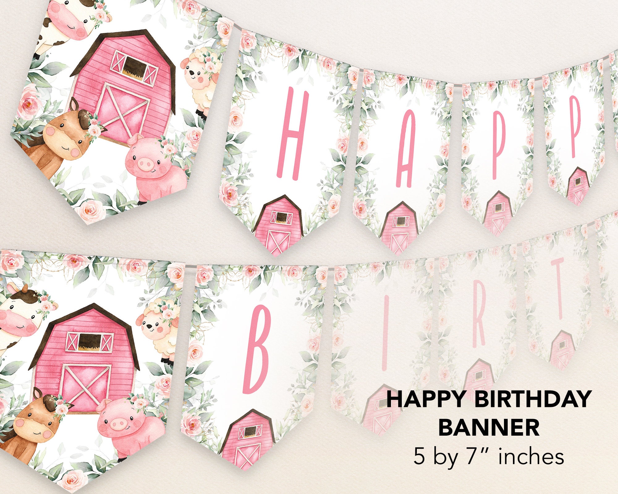 EDITABLE Farm Happy Birthday Banner Ranch Animals Birthday - Etsy Australia