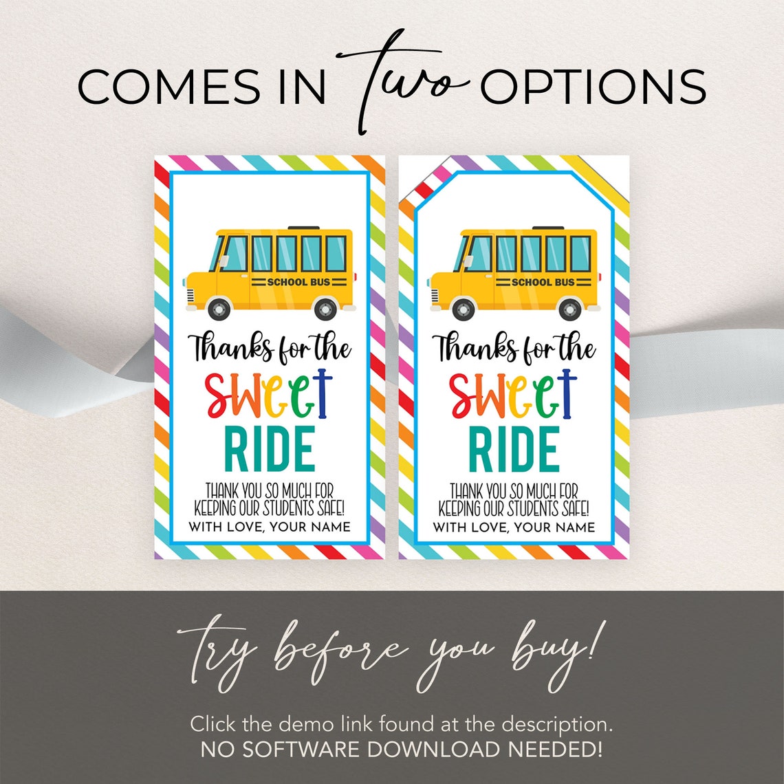 Editable School Bus Driver Favor Tags, Appreciation Week Gift Tag ...