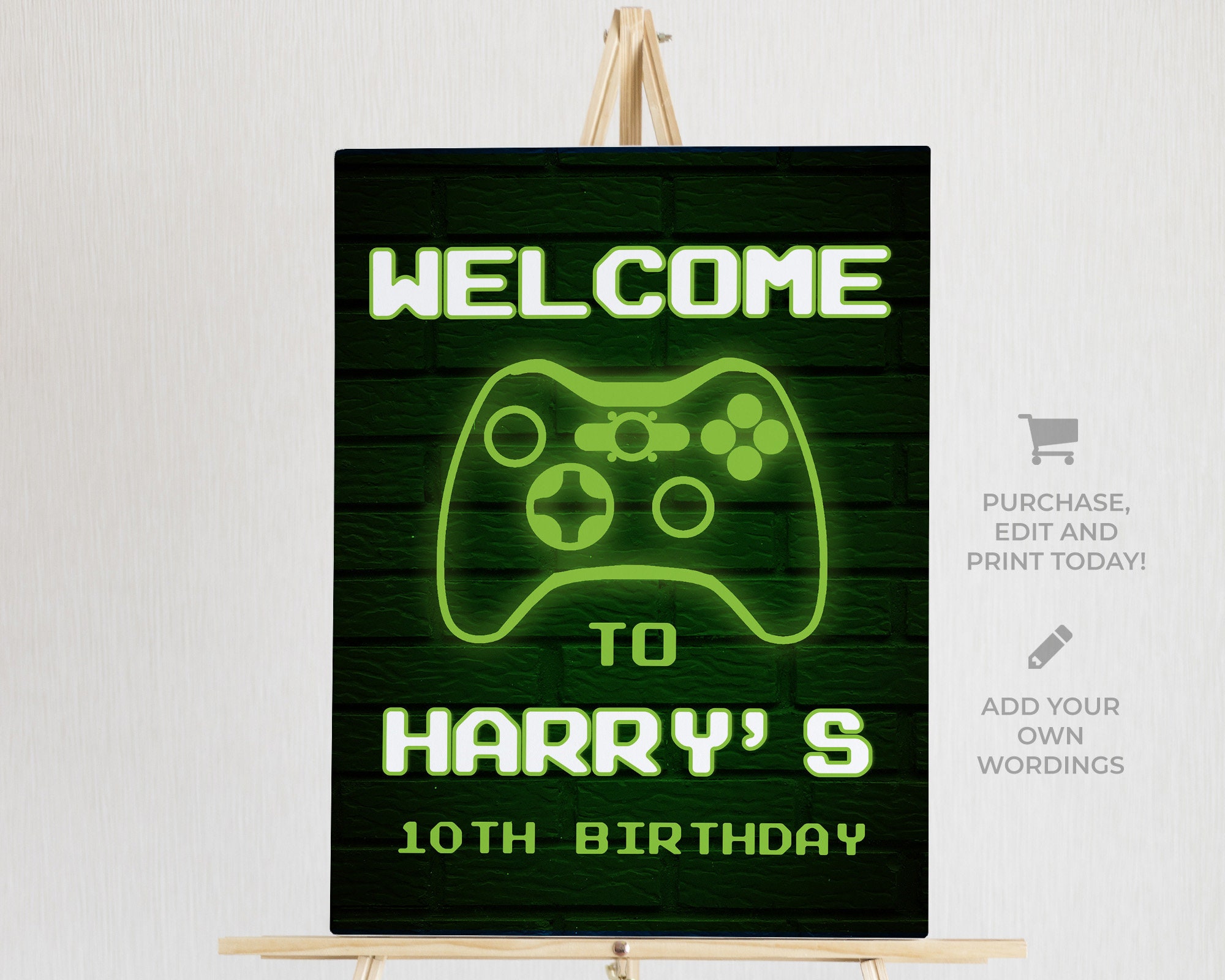 Video Game Birthday Welcome Sign EDITABLE Gamer Party Decor - Etsy