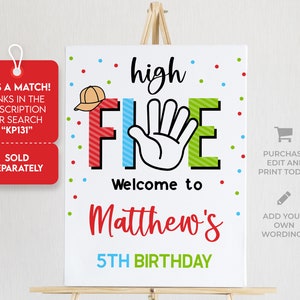 EDITABLE High Five Birthday Thank You for Coming Gift Tag, Printable Hi ...