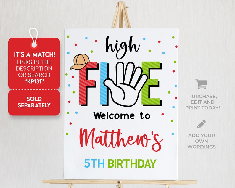 EDITABLE High Five Birthday Thank You for Coming Gift Tag - Etsy Canada