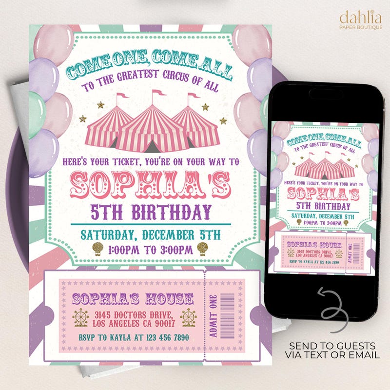 Carnival Blue Invitation - Etsy UK