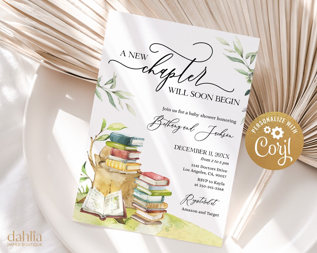 Storybook Baby Shower Invitation, New Chapter Will Begin Baby Sprinkle ...