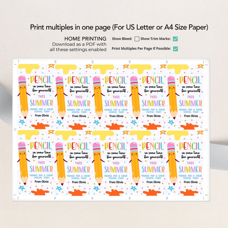Editable Teacher Appreciation Tag, Pencil in Some Time for Yourself ...