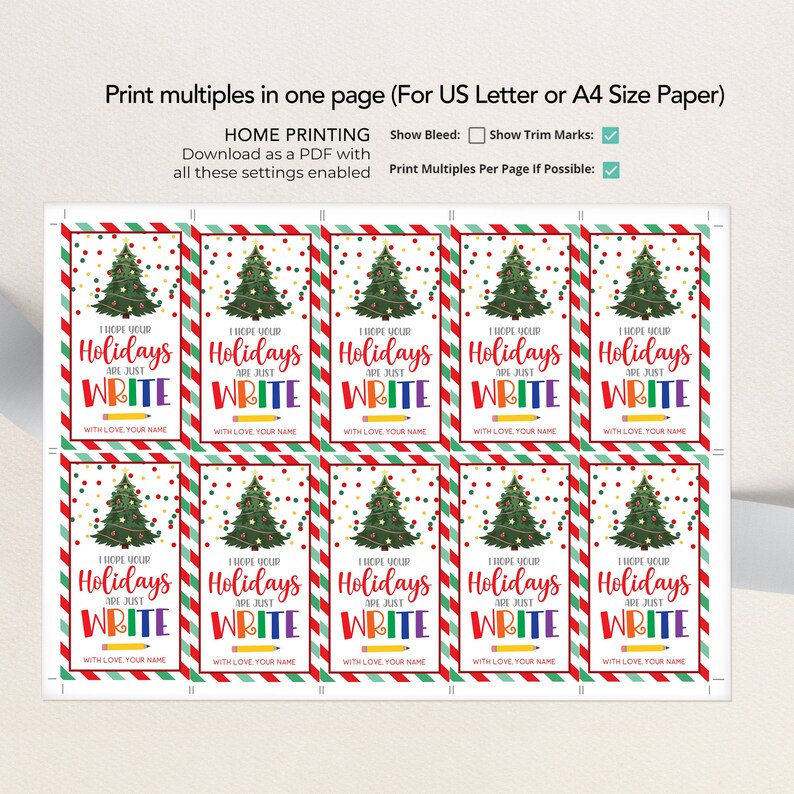 Christmas Pencil Gift Tag, Just Write Holiday Pencil Tag, Classroom ...
