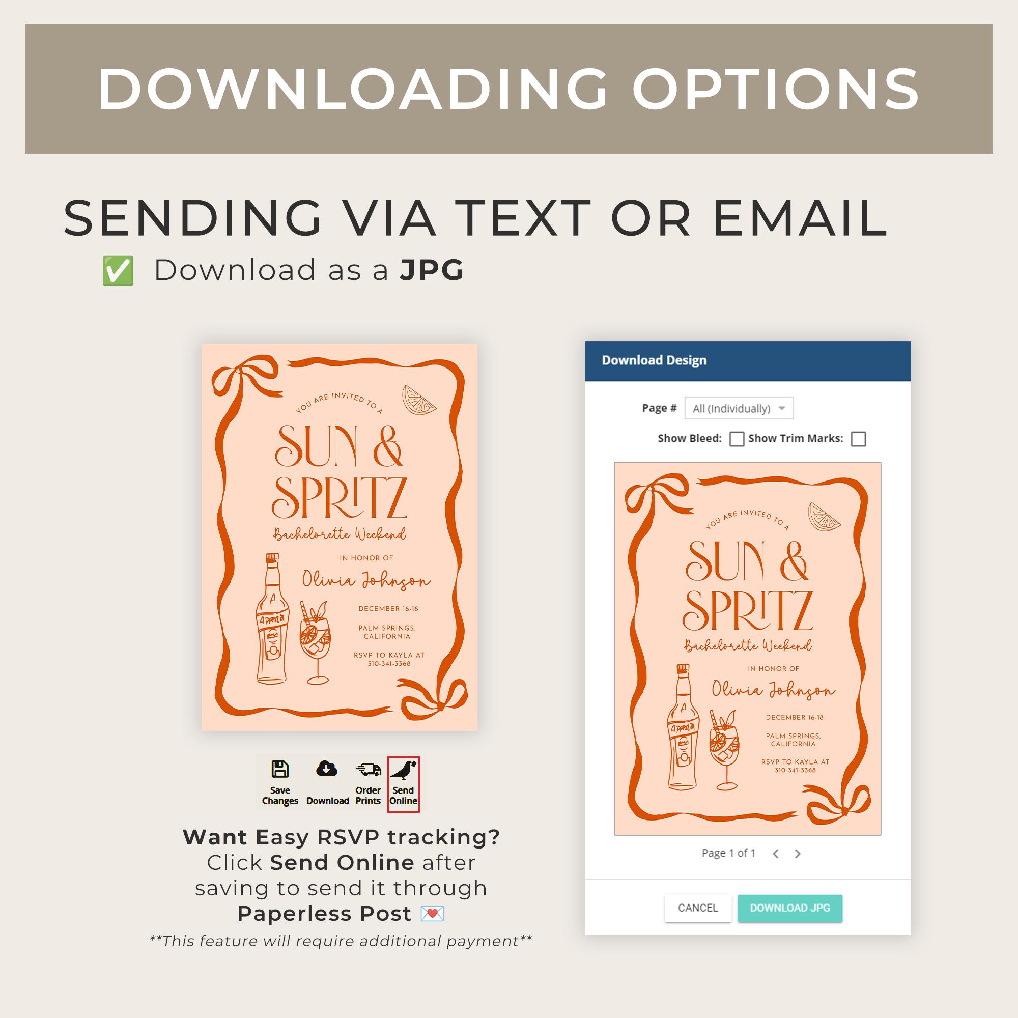 Sun and Spritz Bachelorette Invite & Itinerary Template, Editable ...