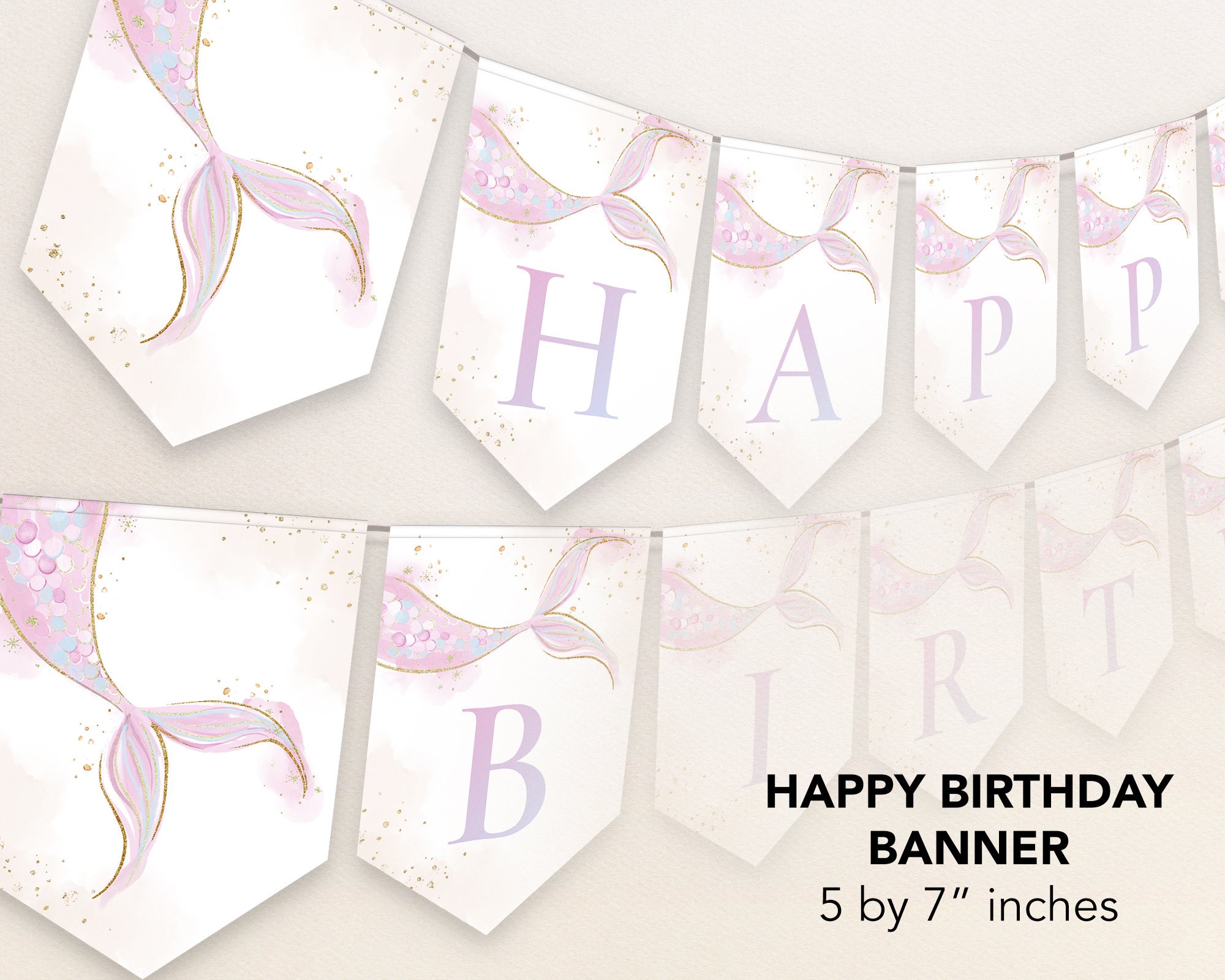 EDITABLE Mermaid Happy Birthday Banner, Under the Sea Birthday Banner ...