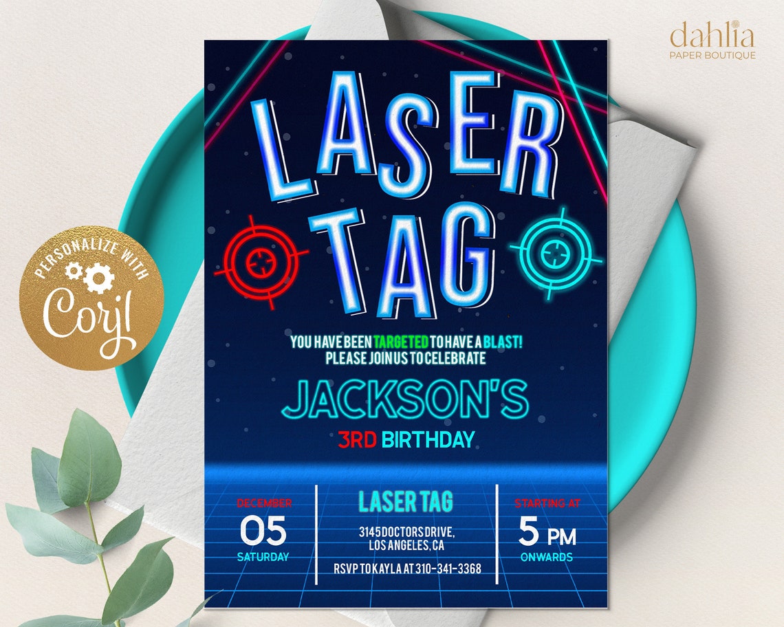 EDITABLE Laser Tag Birthday Invitation Laser Tag Party Invite - Etsy