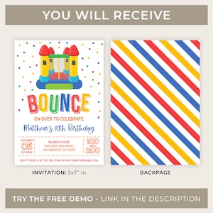 Bounce House Birthday Invitation, EDITABLE Kids Park Party Invitation ...