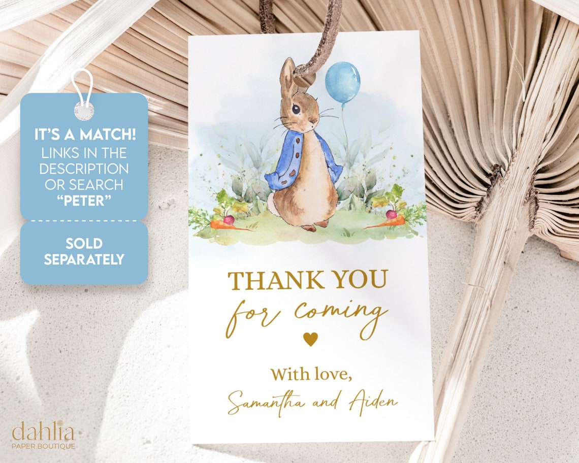 Peter Rabbit Gable Box Label Template, Editable Flopsy Bunny Party ...