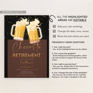 Beer Retirement Invitation, Editable Beer Retirement Invite Template ...