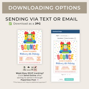 Bounce House Birthday Invitation, EDITABLE Kids Park Party Invitation ...