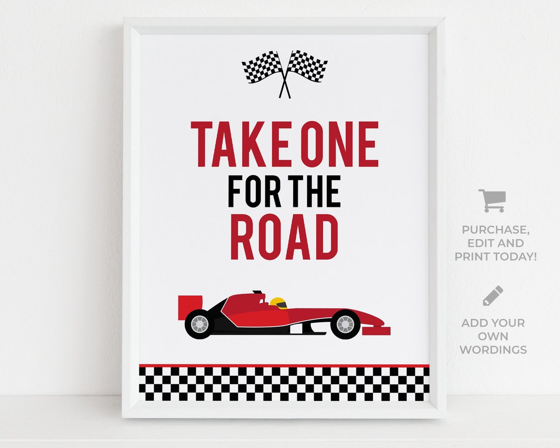 Fast One Take One for the Road Sign EDITABLE Race Car Party - Etsy