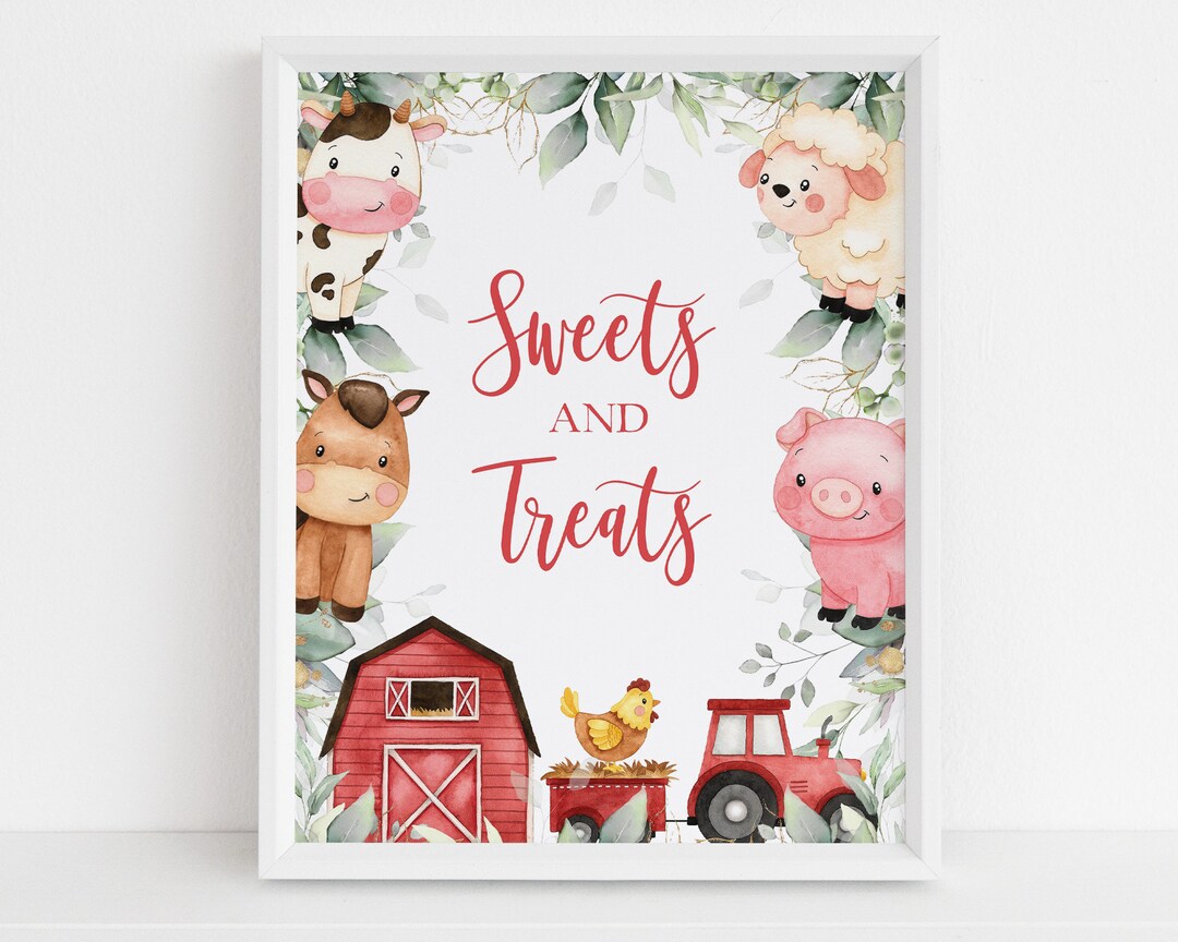 Farm Sweets and Treats Station Sign, EDITABLE Kids Barn Birthday, Ranch ...