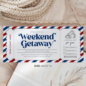 Weekend Getaway Gift Voucher, Editable Weekend Away Coupon Ticket ...
