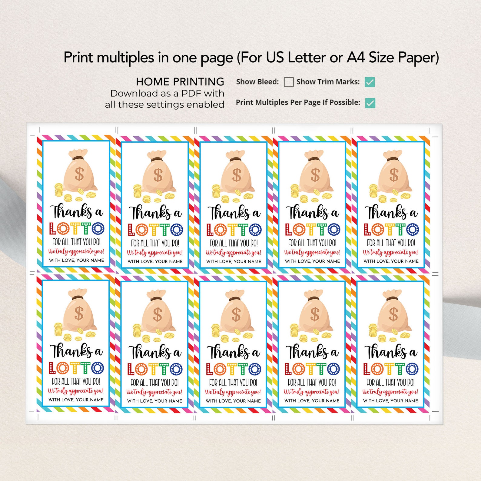 Editable Lotto Favor Tags, Appreciation Week Gift Tag Template ...