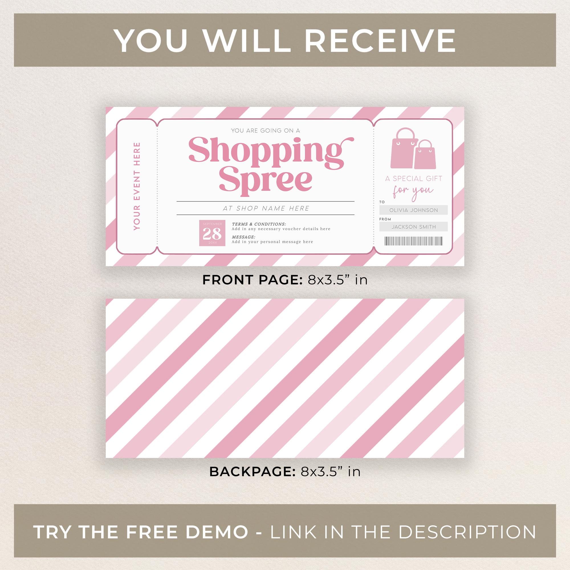 Shopping Spree Gift Voucher, Shopping Day Certificate Printable ...