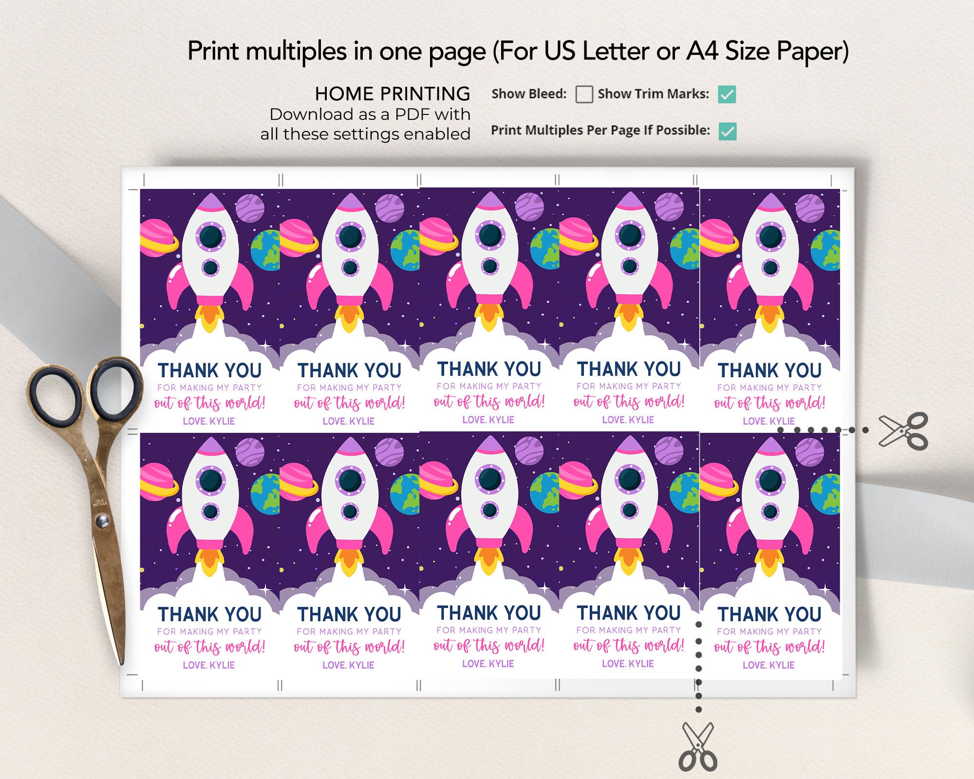 EDITABLE Space Birthday Thank You for Coming Gift Tag Galaxy | Etsy