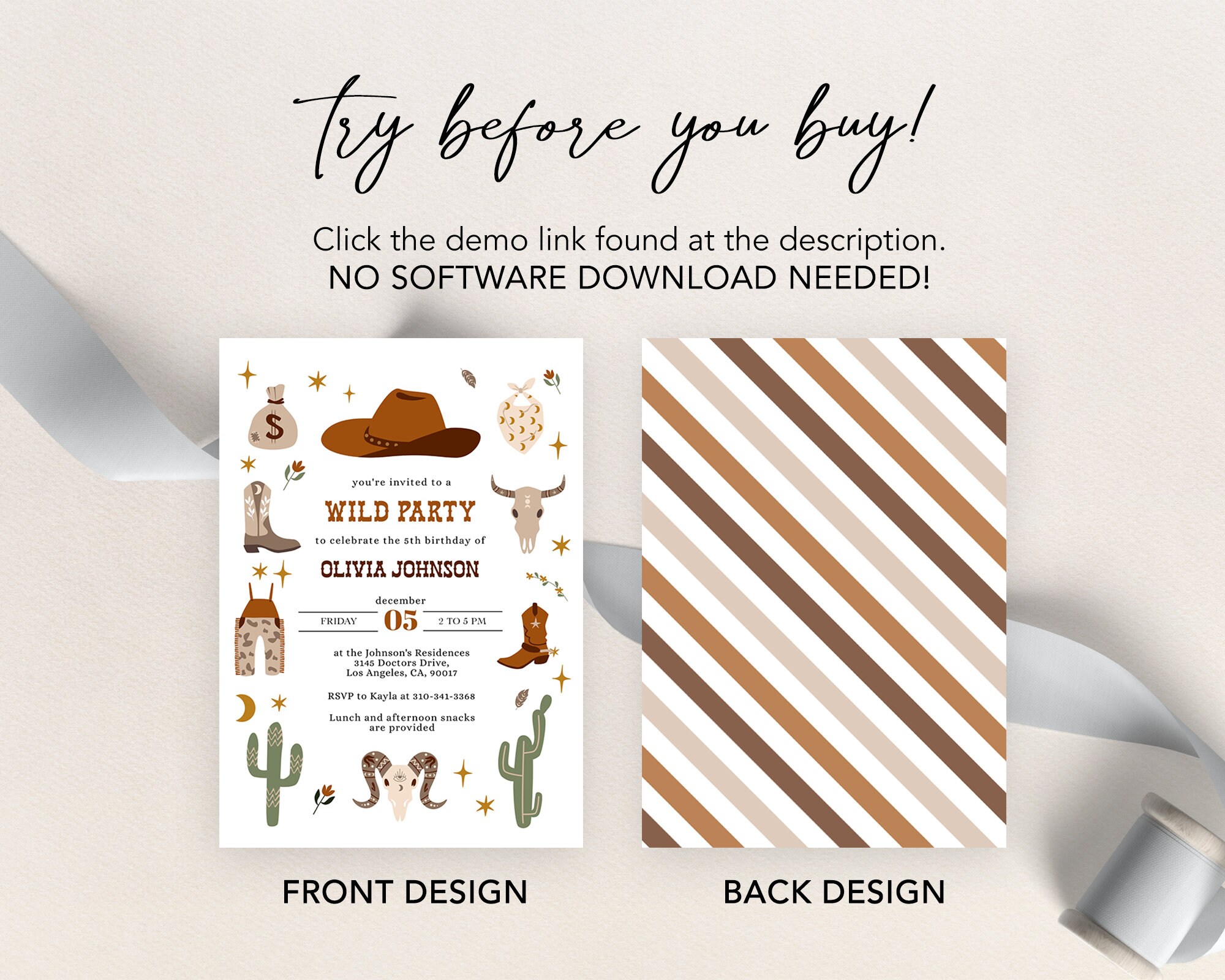Wild West Modern Birthday Invitation EDITABLE Cowboy Rodeo - Etsy