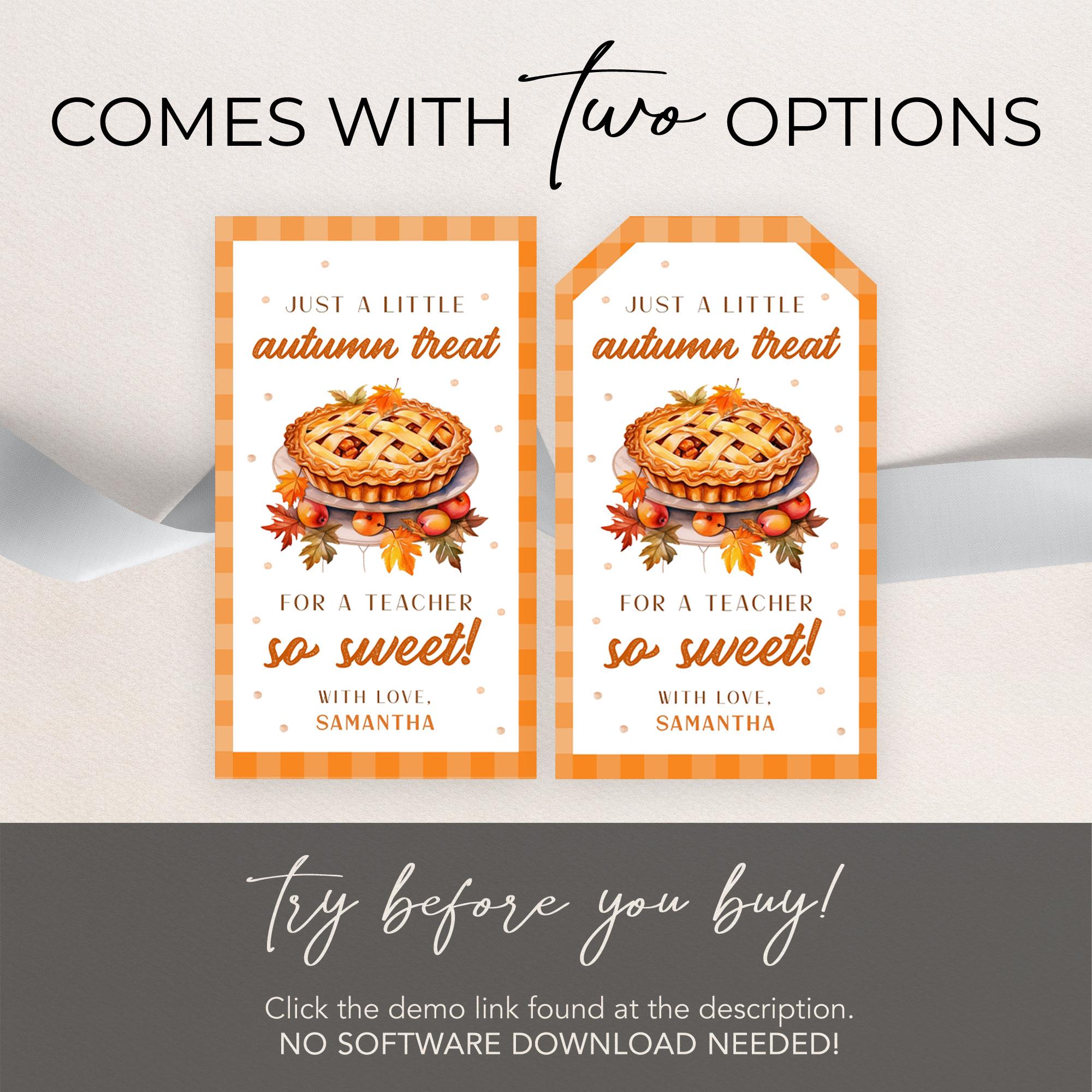 Editable Thanksgiving Gift Tag, Autumn Treat Party Favor, Thankful for ...