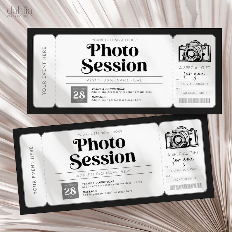 Photo Session Gift Voucher, Editable Photography Gift Card Printable ...