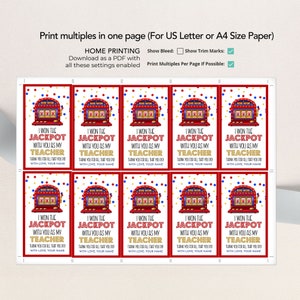 Editable Teacher Appreciation Favor Tags, Hit the Jackpot Lottery Gift ...