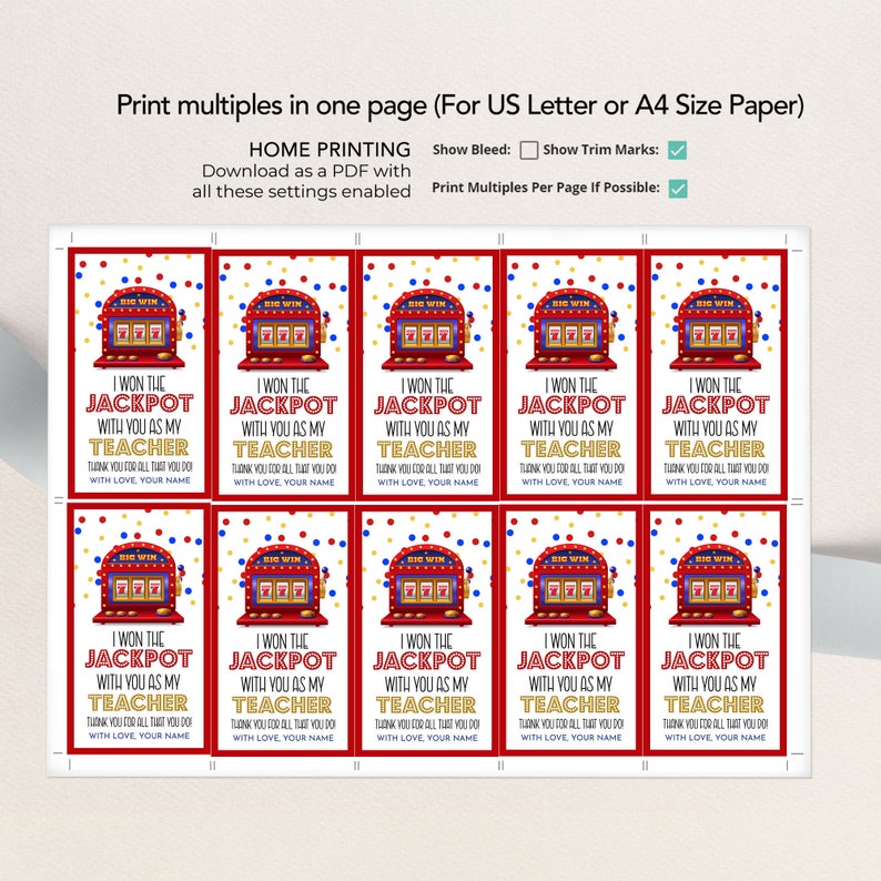 Editable Teacher Appreciation Favor Tags, Hit the Jackpot Lottery Gift ...