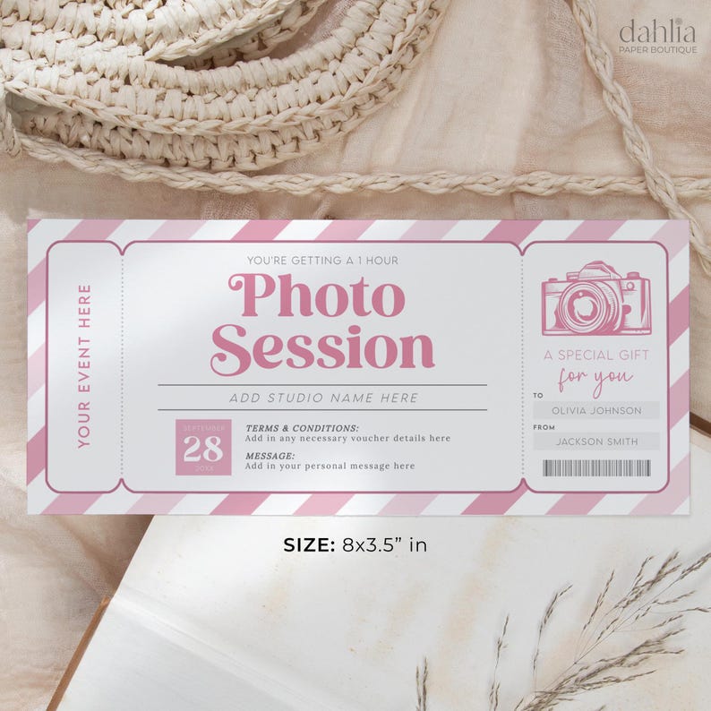 Photo Session Gift Voucher, Editable Photography Gift Card Printable ...