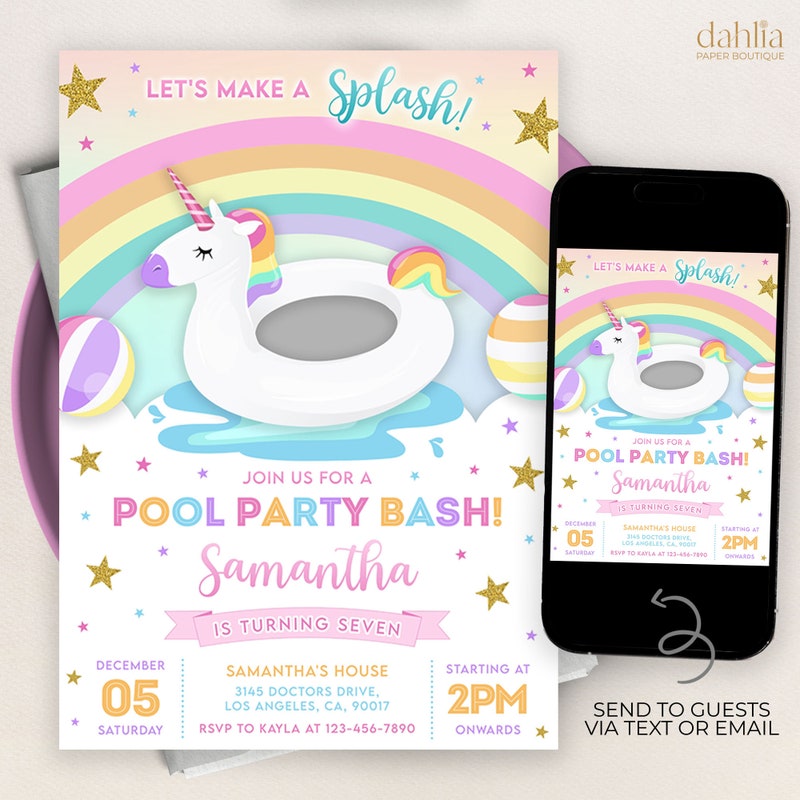 Unicorn Pool Party - Etsy