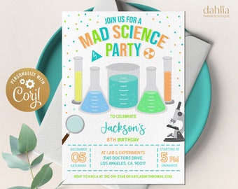 Scientist Lab Birthday Party Invitation / Science Experiment - Etsy