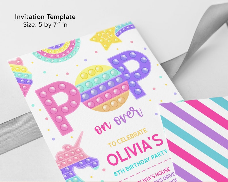 EDITABLE Pop It Birthday Invitation Pop It Party Invitation - Etsy