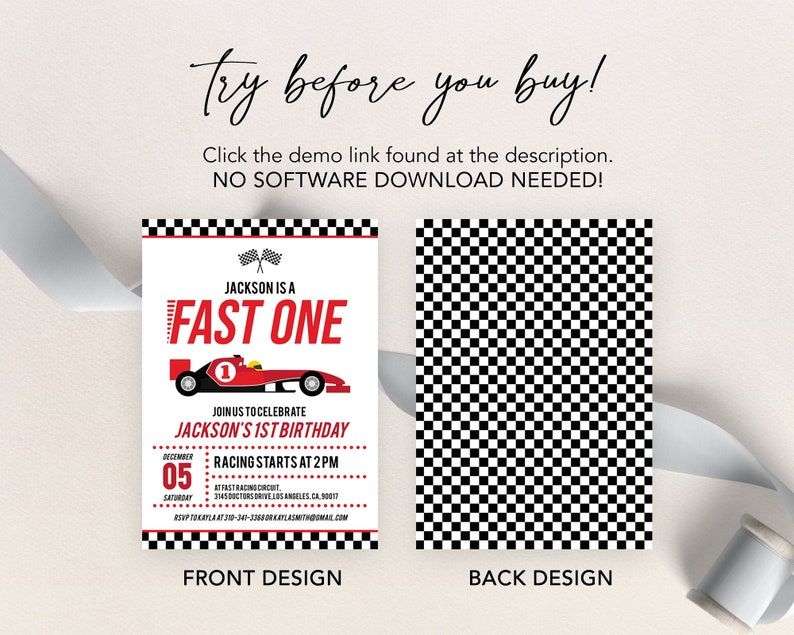EDITABLE Fast One First Birthday Invitation Template - Etsy