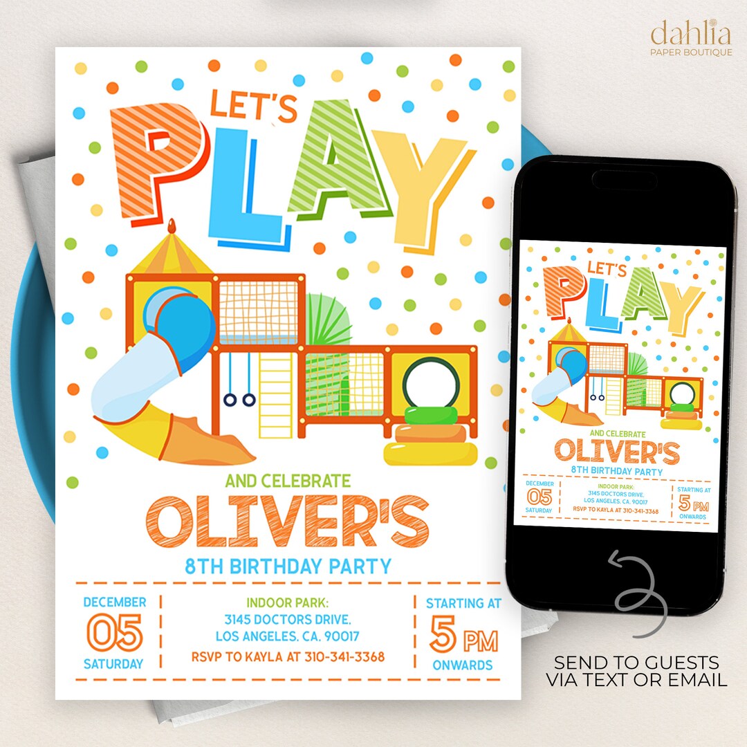 Playground Birthday Invitation, EDITABLE Jungle Gym Party Invite ...