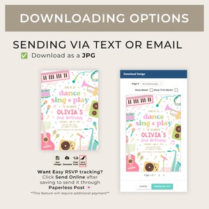 Dance Sing Play Party Invitation, Editable Music Birthday Invite, Rock ...