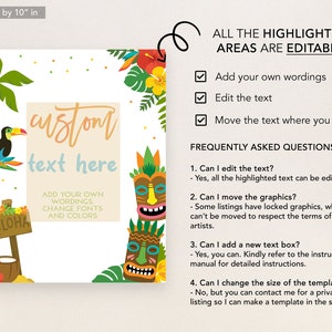 Luau Birthday Custom Text Sign, EDITABLE Aloha Tropical Party Invite ...