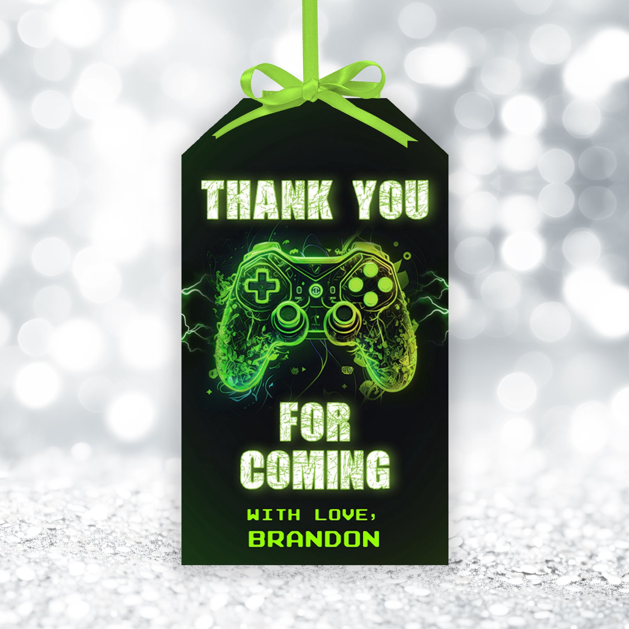 EDITABLE Video Game Birthday Gift Tag, Gamer Party Favor Template ...