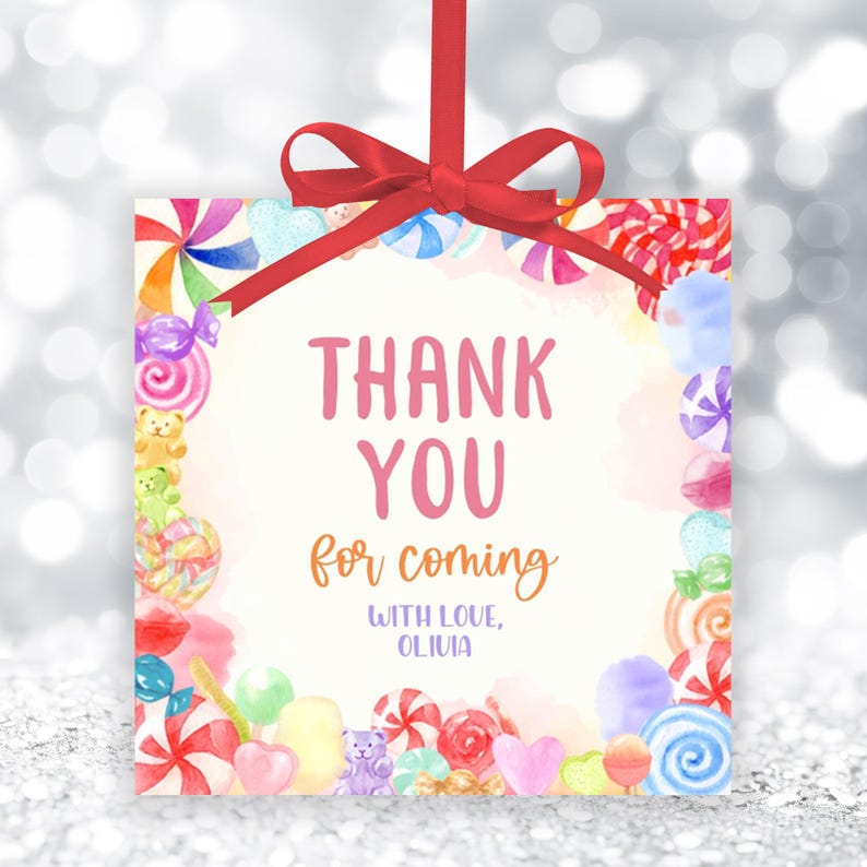 Thank You for Coming Round Gift Tag, EDITABLE Candy Land Party Favor ...