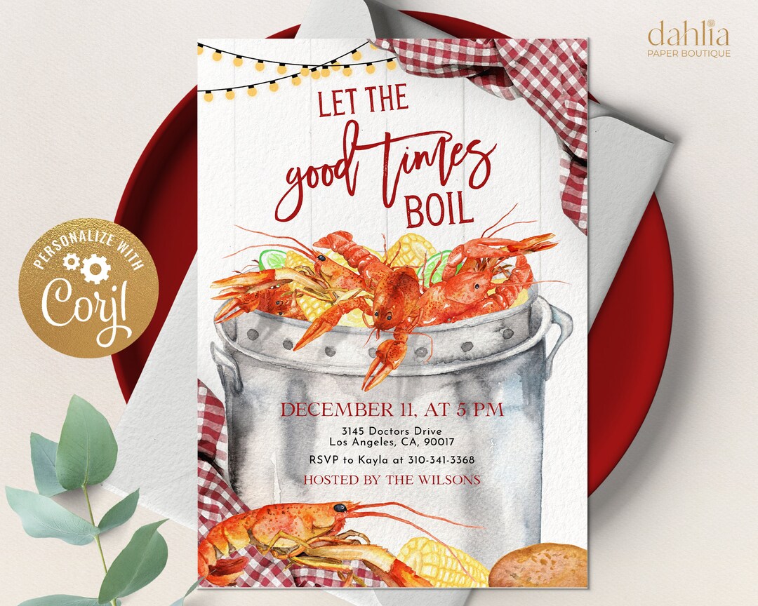 Editable Seafood Boil Party Invitation Let the Good Times - Etsy