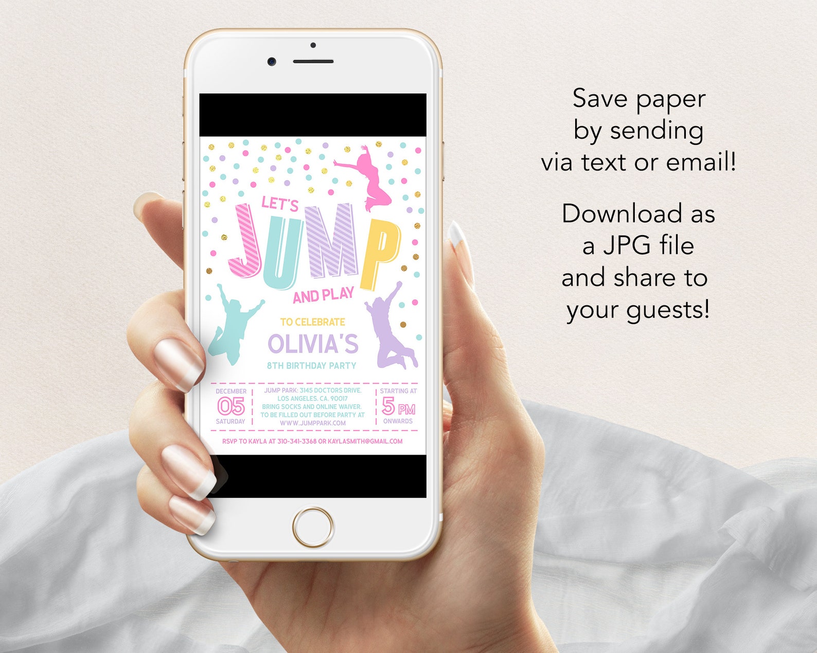 Jump Invitation, Editable Jump Birthday Invite, Trampoline Party ...