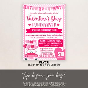 Editable Valentine's Day Fundraiser Flyer, School Charity Church ...