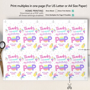 EDITABLE Pop It Thank You for Coming Gift Tag, Pop It Party Favor Tag ...
