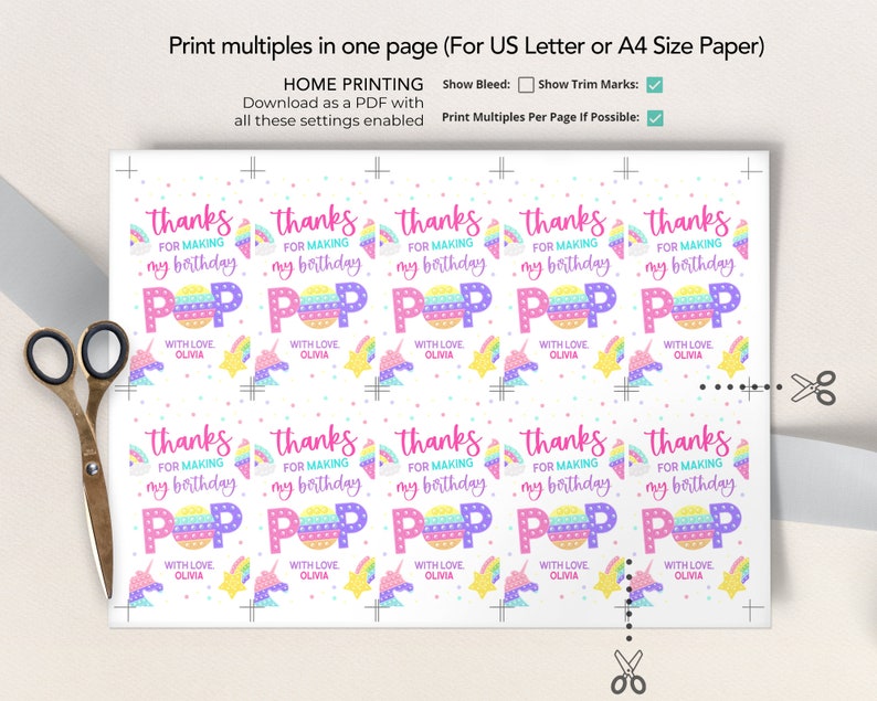 EDITABLE Pop It Thank You for Coming Gift Tag Pop It Party | Etsy