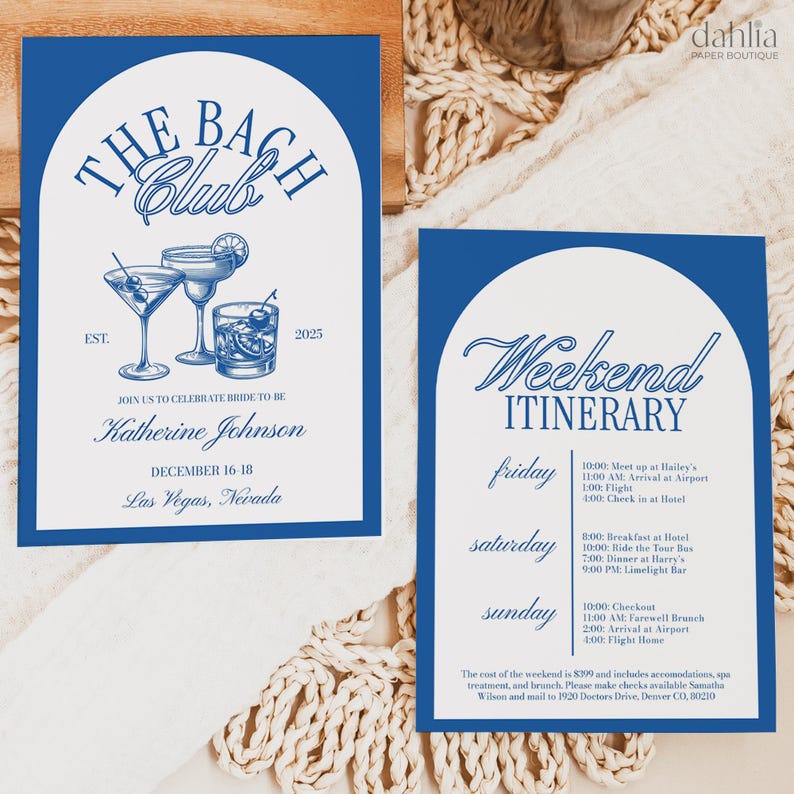 The Bach Club Bachelorette Invitation Template, Cabana Beach ...