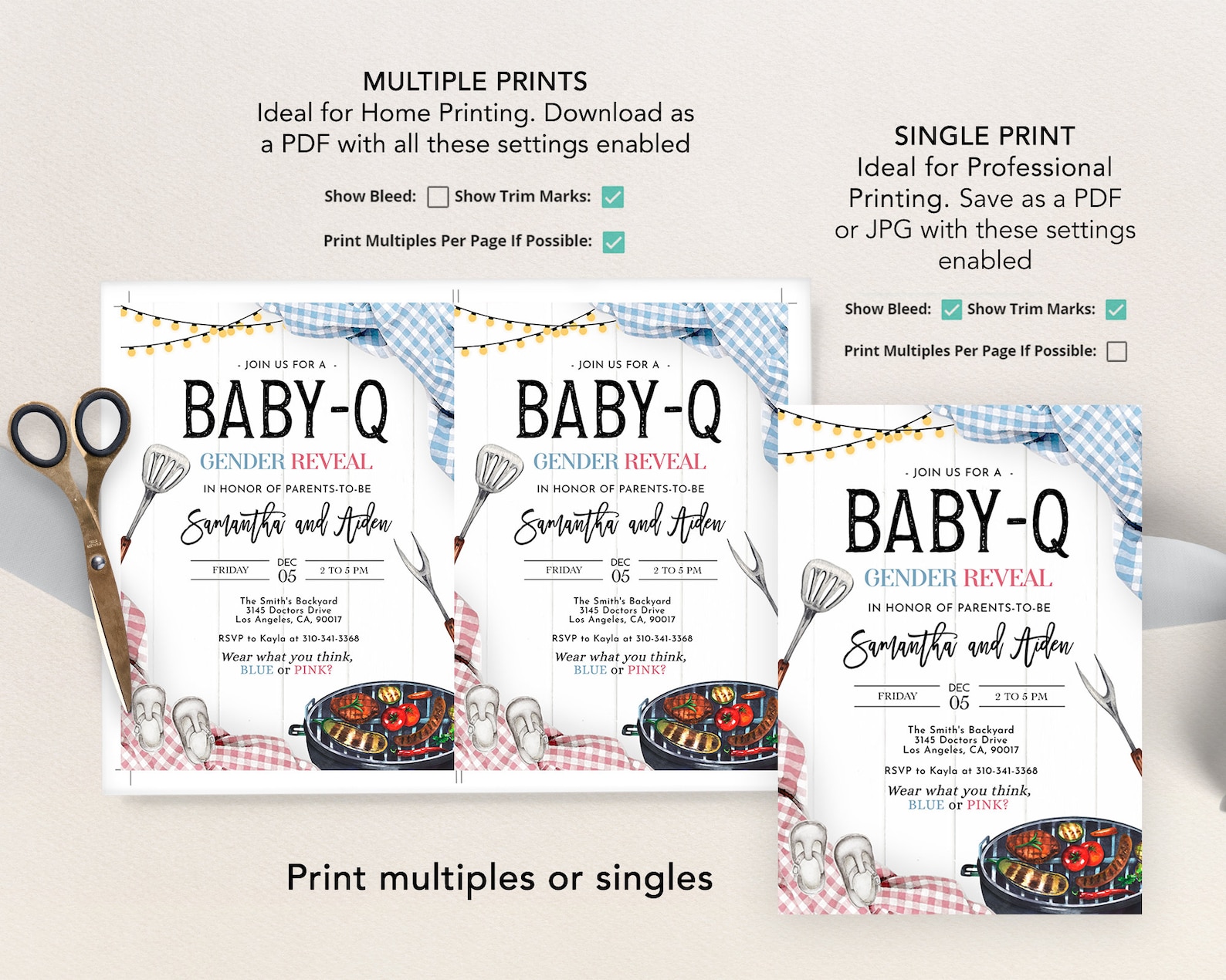 Editable Baby-q Gender Reveal Invitation, Backyard Couples Baby Shower ...