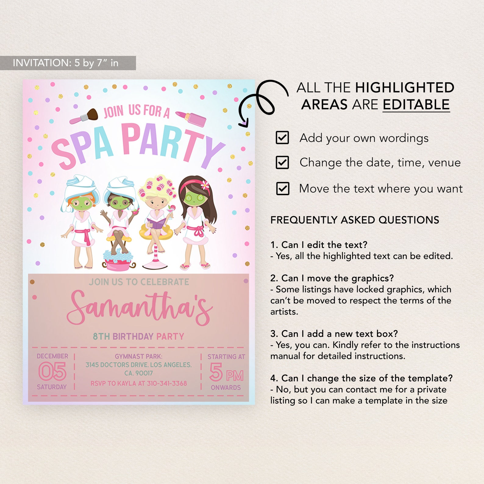 Join Us for A Spa Party Invitation, Editable Pamper Party Invite ...