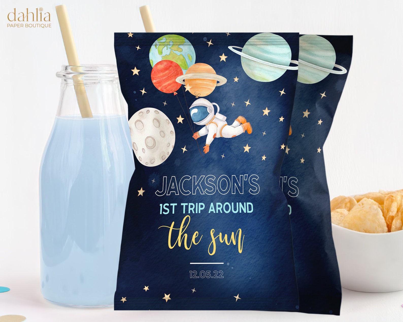 EDITABLE Space Chip Bag Label Template, Chips Wrapper, Party Favor ...